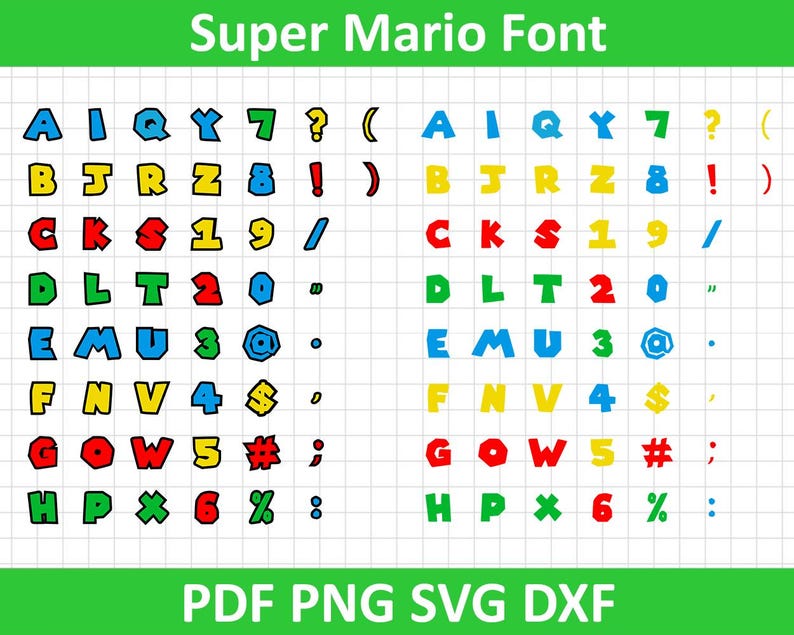 Super Mario Font Svg, Super Mario Cool Font Letters Svg, Mario Bros ...