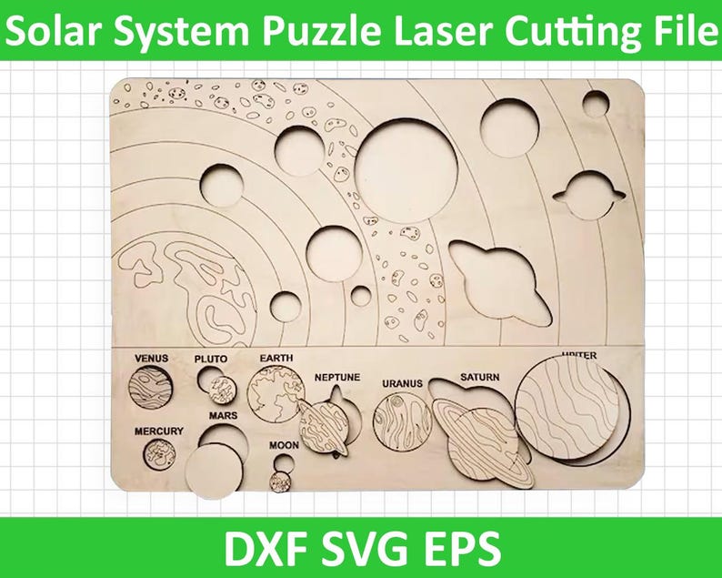 Solar System Wooden Jigsaw Toys Svg, Educational Puzzle Laser Cut Svg ...