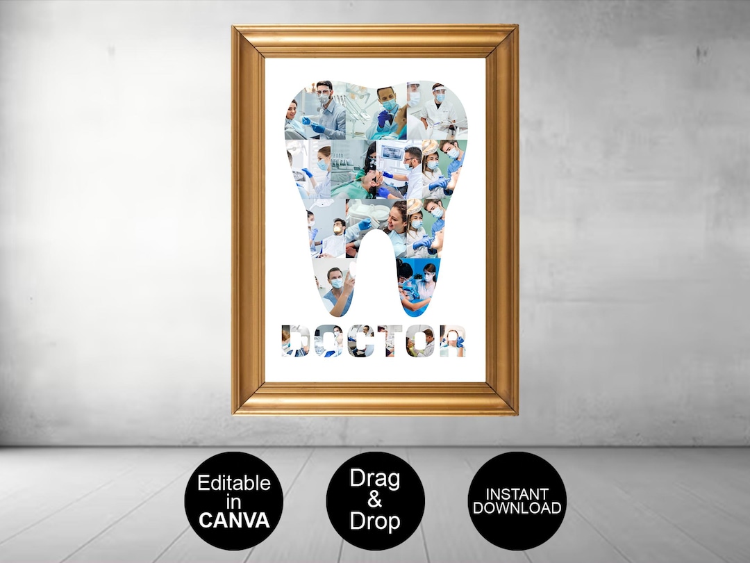 Tooth Photo Collage, Dentist Photo, Printable Poster, Dentist ...