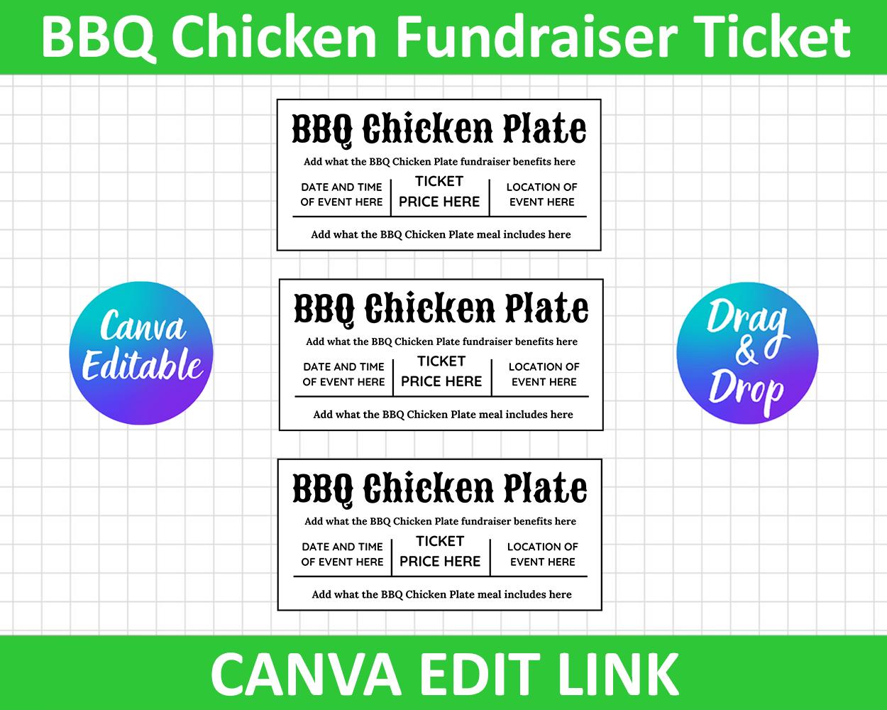 Fundraiser Ticket, BBQ Fundraiser Ticket Printables, BBQ Chicken ...