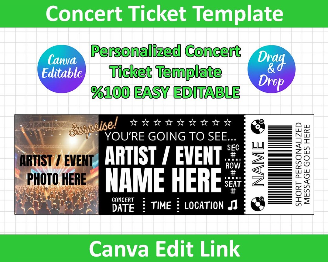 PERSONALIZED Concert Ticket Gift Souvenir, Ways to Gift Concerts ...