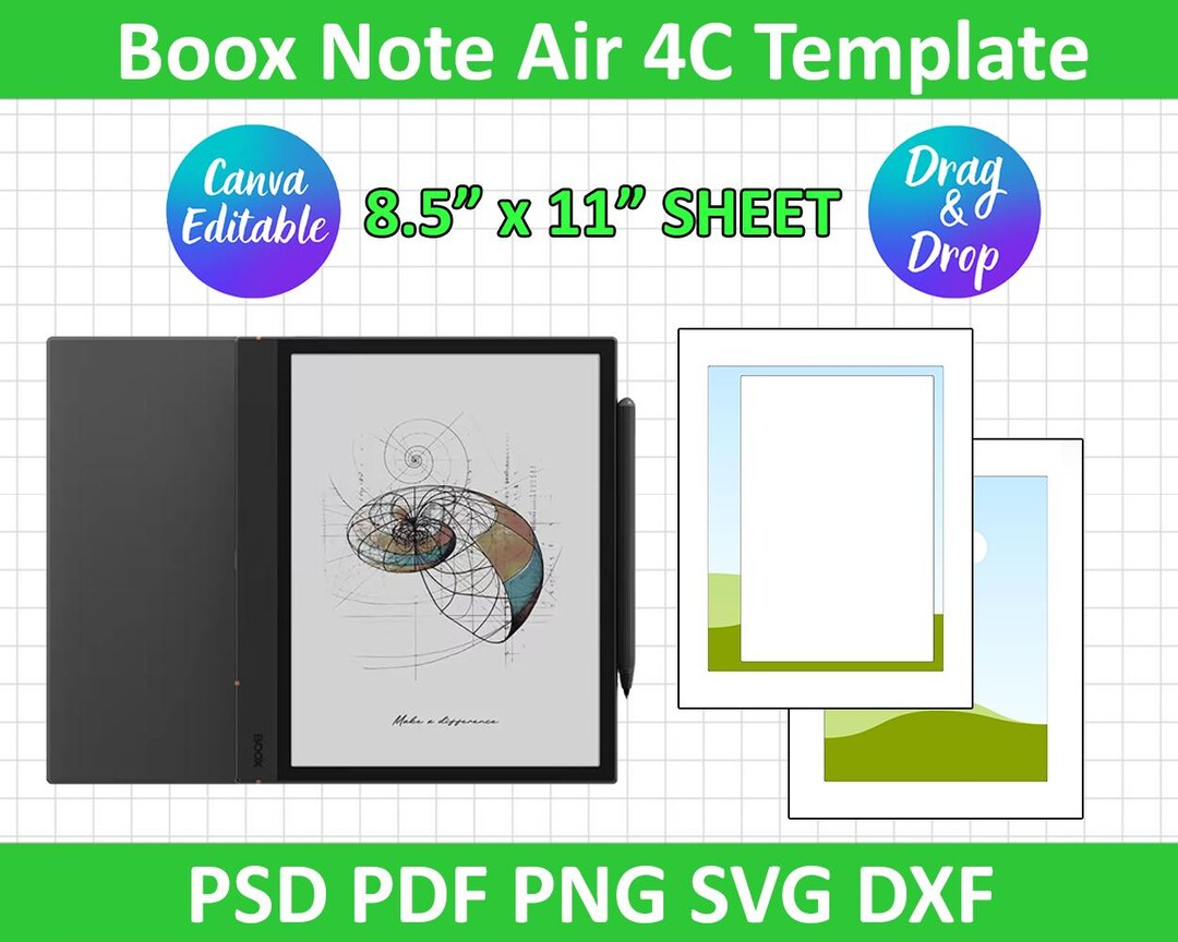 Boox Note Air 4C Template, Paperwhite Template, Paperwhite Sublimation ...
