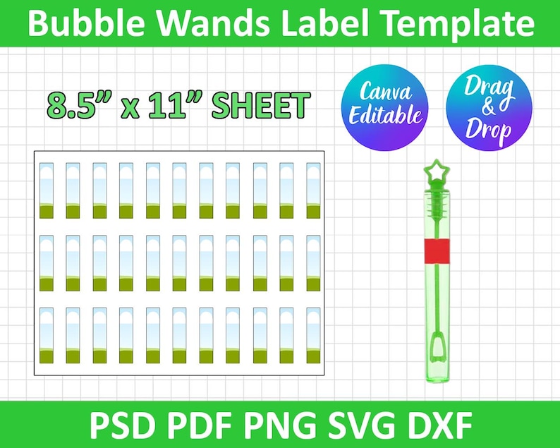 Bubble Wands Label Template , Bubble Bottle Label Template, SVG, DXF ...