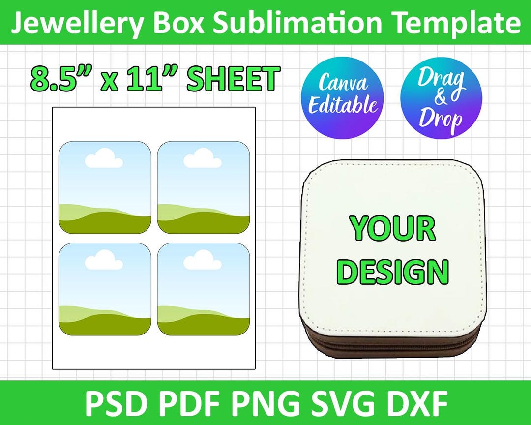 Jewellery Box Sublimation Template, Jewellery Box SVG, DXF, Png, Psd ...