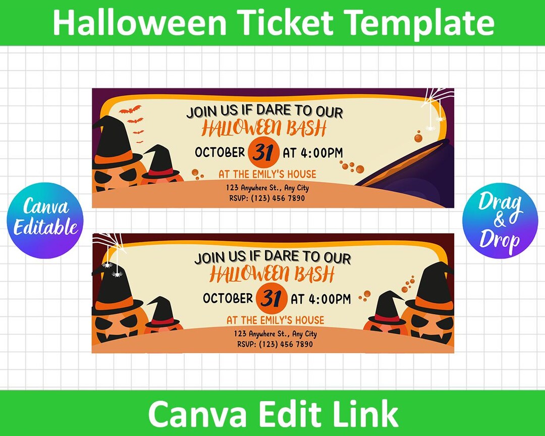 Editable Halloween Ticket Invitation, Halloween Tickets, Halloween ...