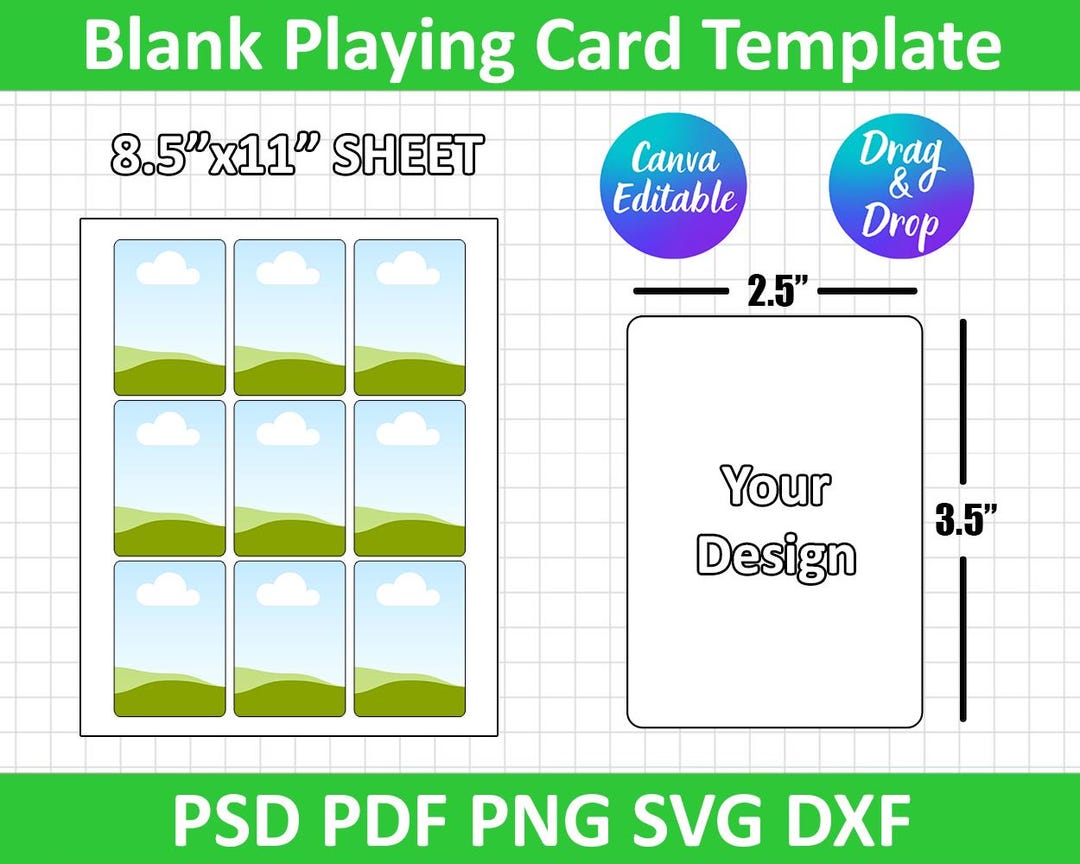 Blank Playing Card Template, Poker Card Template, Editable Trading Card ...