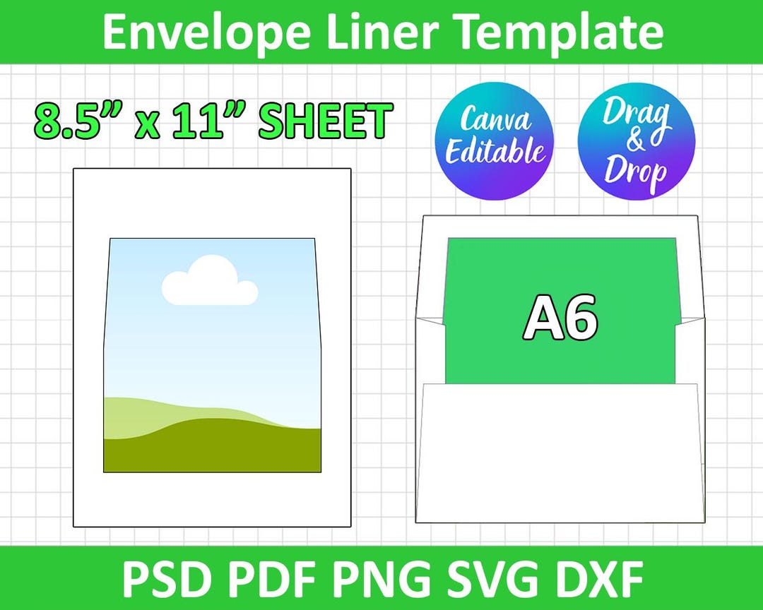 A6 Envelope Liner Template SVG, Square Flap, PSD, PNG, Dxf, Silhouette ...