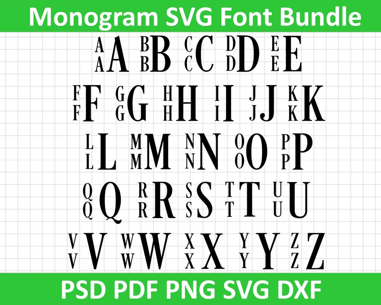 Monogram Font Bundle SVG, Monogram Alphabets, Monogram Fonts Design ...