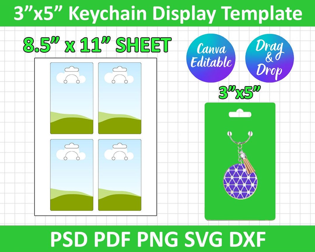 Keychain Display Card Template, Keychain Display Card Template, SVG ...