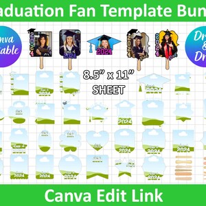 Grad Paddle Fan Template 2024 Bundle SVG, Grad Fan, Graduation Fan ...