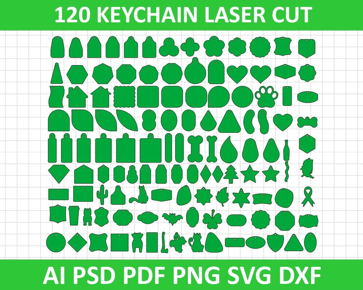 Keychain Laser Cut Files, Keyring Design Files for Laser Cutting ...