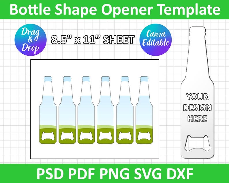 Bottle Shape Bottle Opener Template SVG, Bottle Opener Template, Beer ...