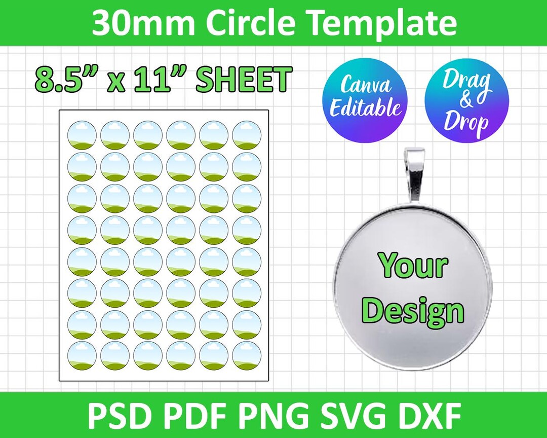 30mm Circle Template SVG, Collage Circle Template, DXF, Png, Psd ...