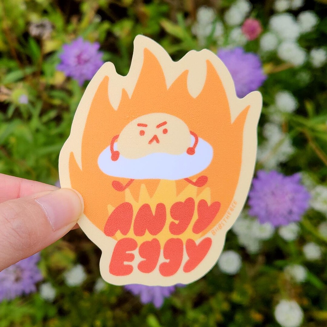 Angy Eggy Matte Stardust Sticker - Vinyl Cute Tamago Angry Emotional ...