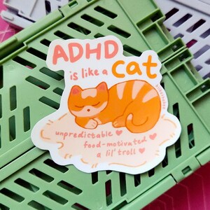 ADHD is a Cat Sticker - Matte Vinyl, Neurodiversity Mental Health ...
