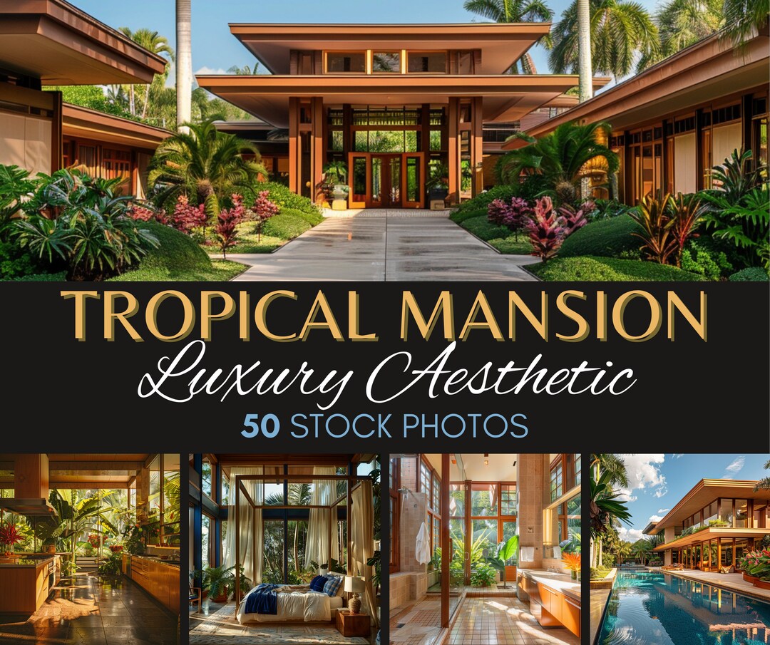 Tropical Mansion Luxury Aesthetic Stock Photos, Luxurious Exterior/pool ...