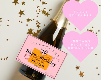 Personalized Champagne Labels Printable Birthday Champagne Sticker ...