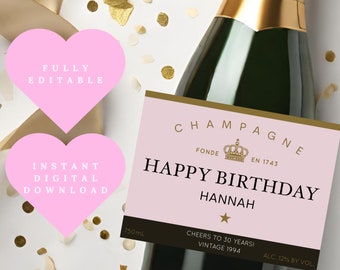 Personalized Champagne Labels Printable Birthday Champagne Sticker ...
