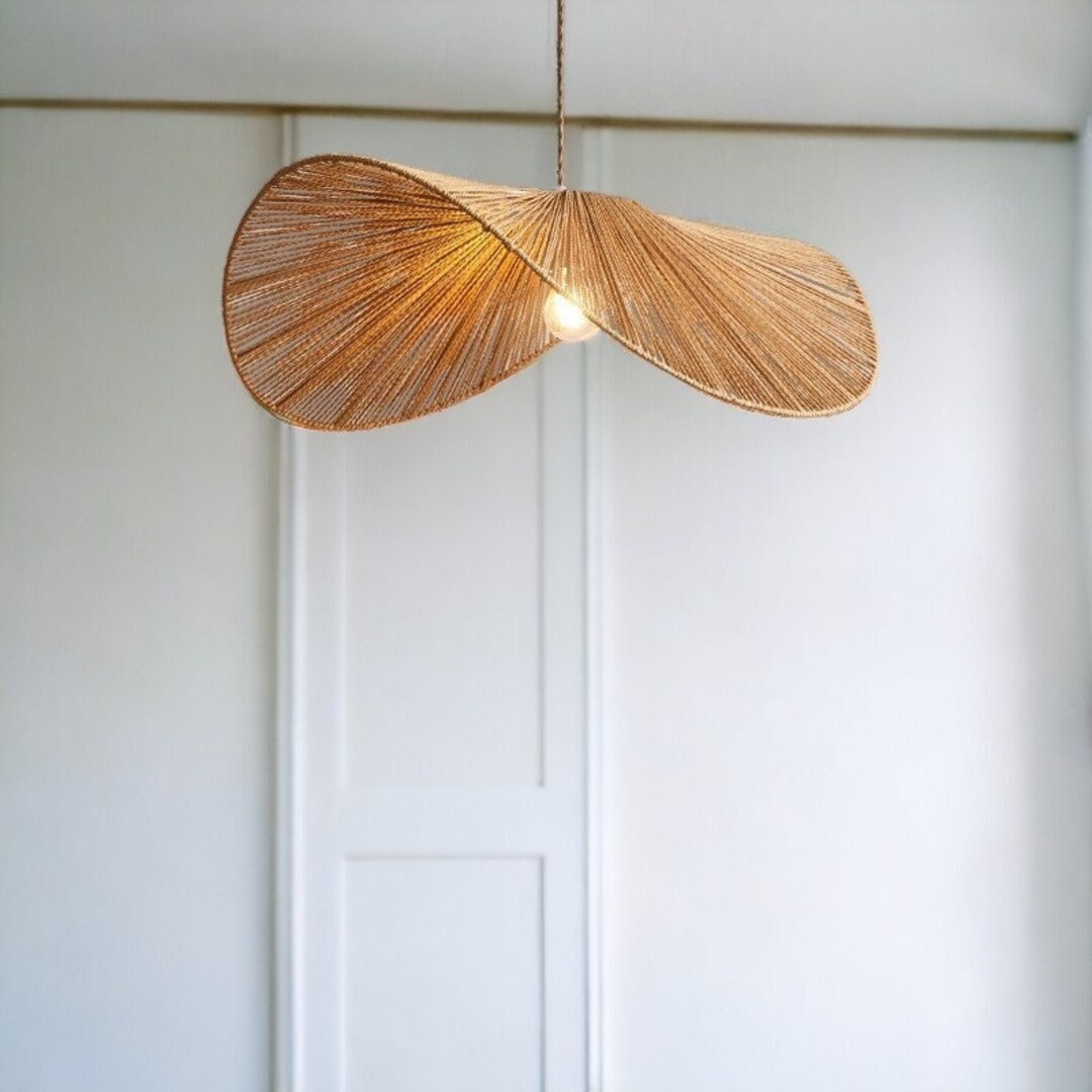 Wicker Rattan Floppy Pendant Light Natural Wicker Bamboo Lamp Bamboo Light Shade Over Head ...