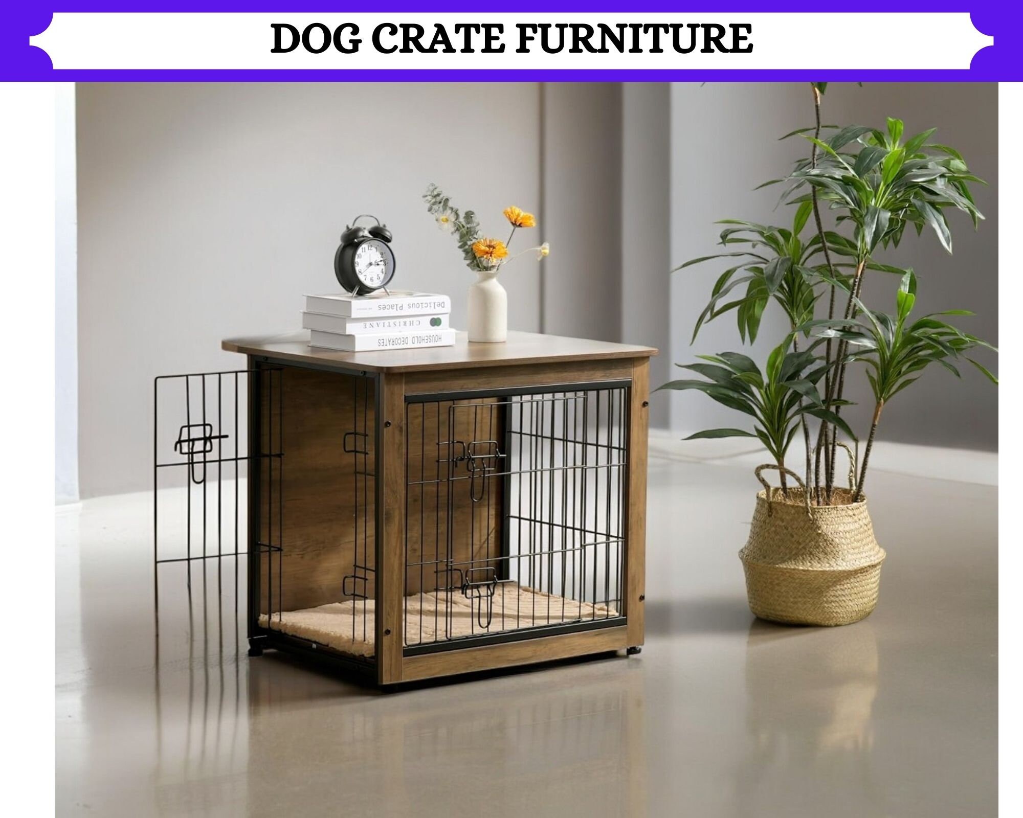 Modern Wooden Dog Crate Furniture, Indoor Dog House, Stylish Dog Bed ...