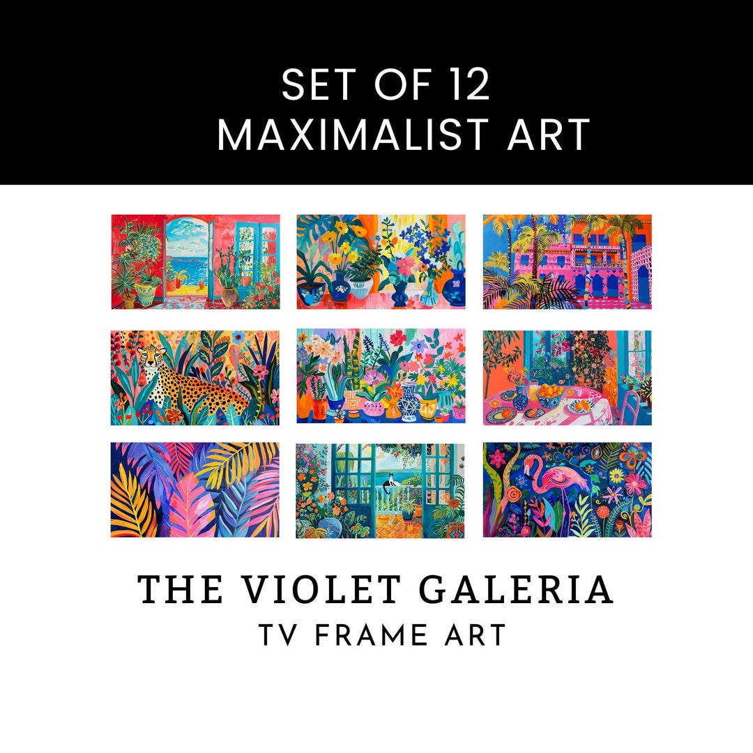 Tropical Maximalist Painting Bundle of 12, Tv Frame Art, Digital ...