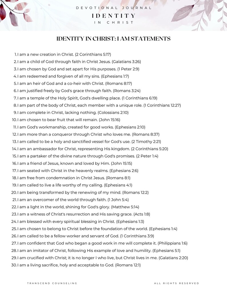 Identity in Christ Devotional - Etsy