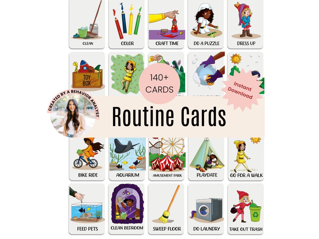Daily Routine Cards for Kids, Visual Schedule, Toddler Routine Chart ...
