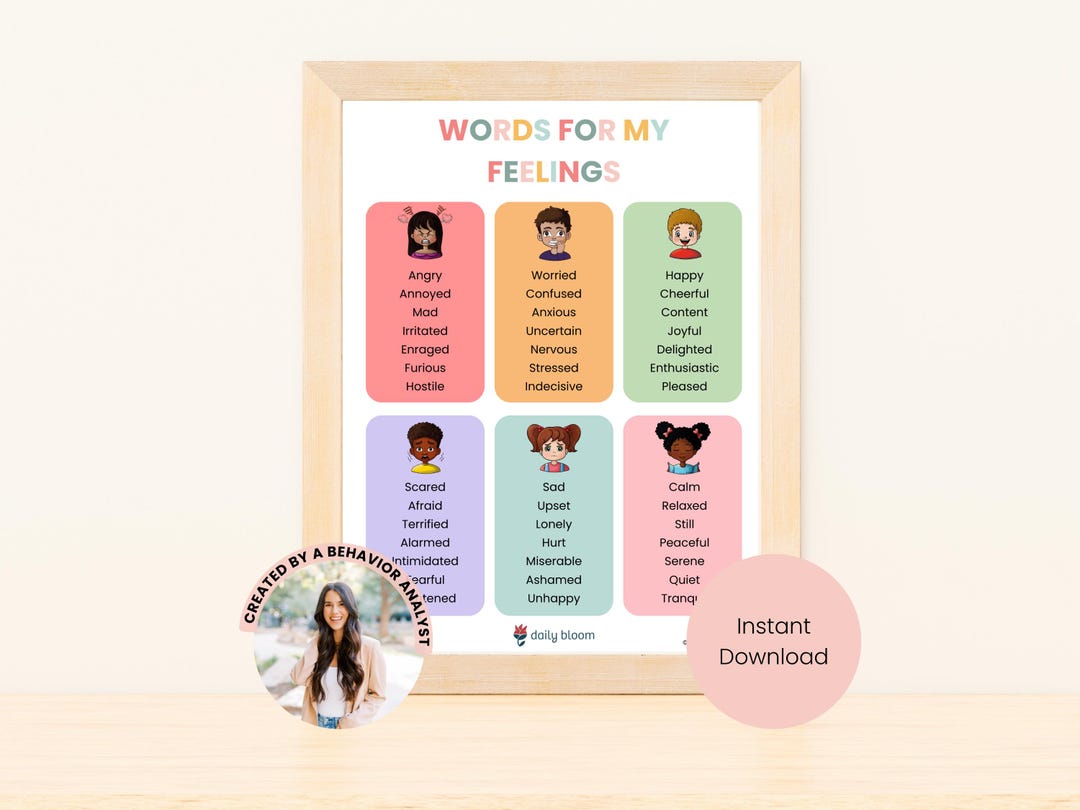 Words for My Feelings Poster, Emotional Regulation Poster, Calm Down ...