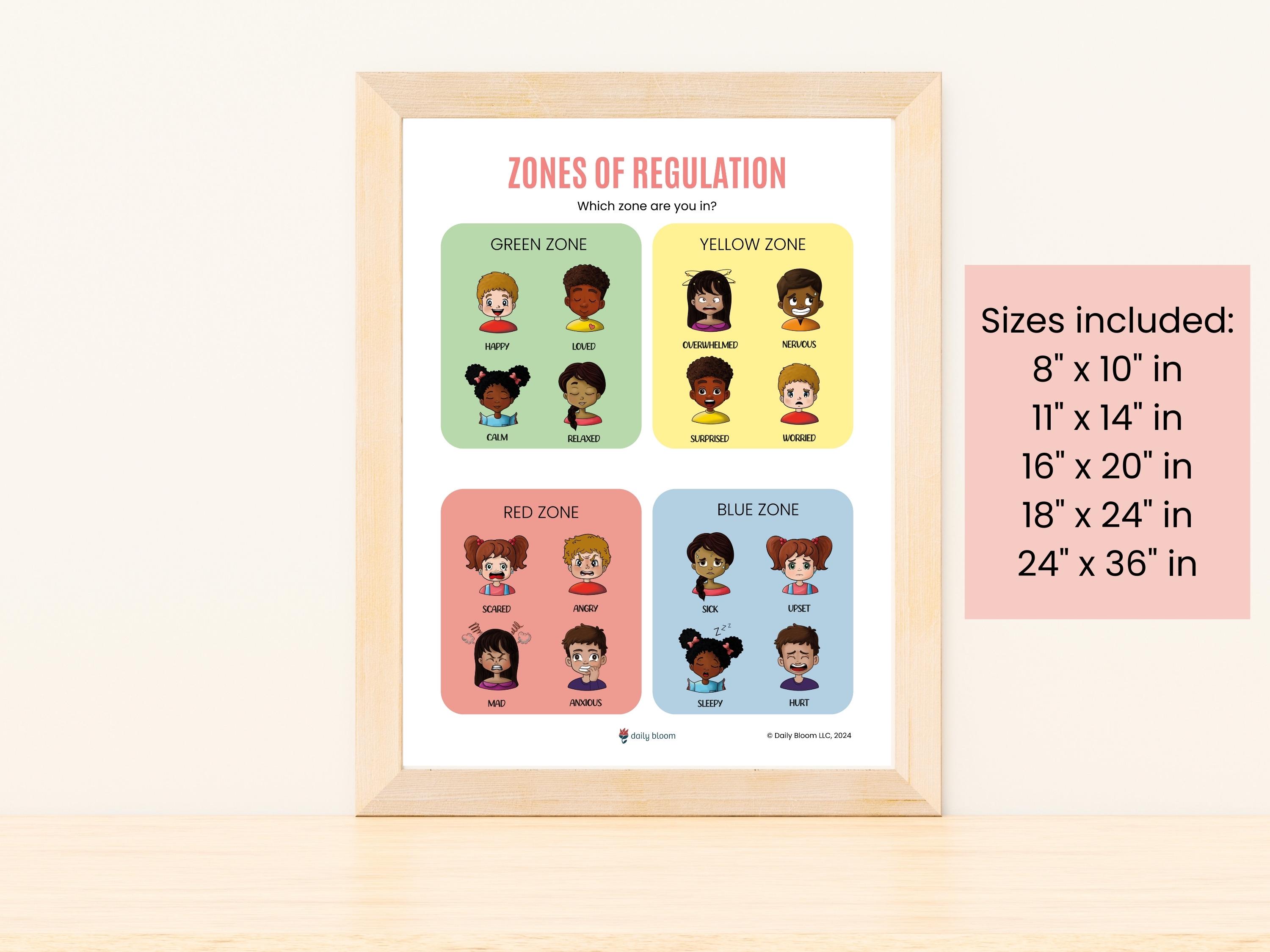 Zones of Regulation Emotional Regulation Printed Wall Poster, Calm Down ...