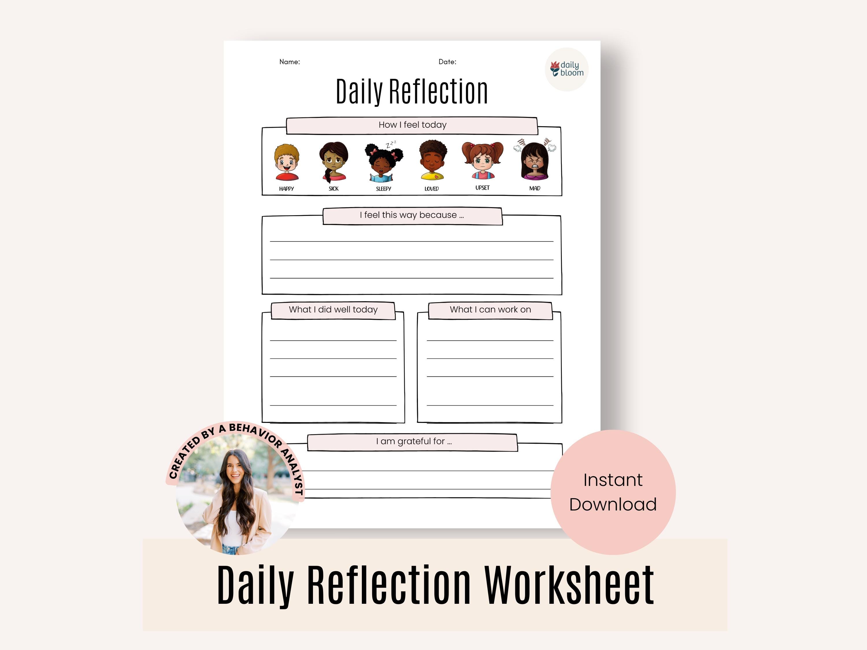 Daily Reflection for Kids, Mental Health Check In, Kids Gratitude ...