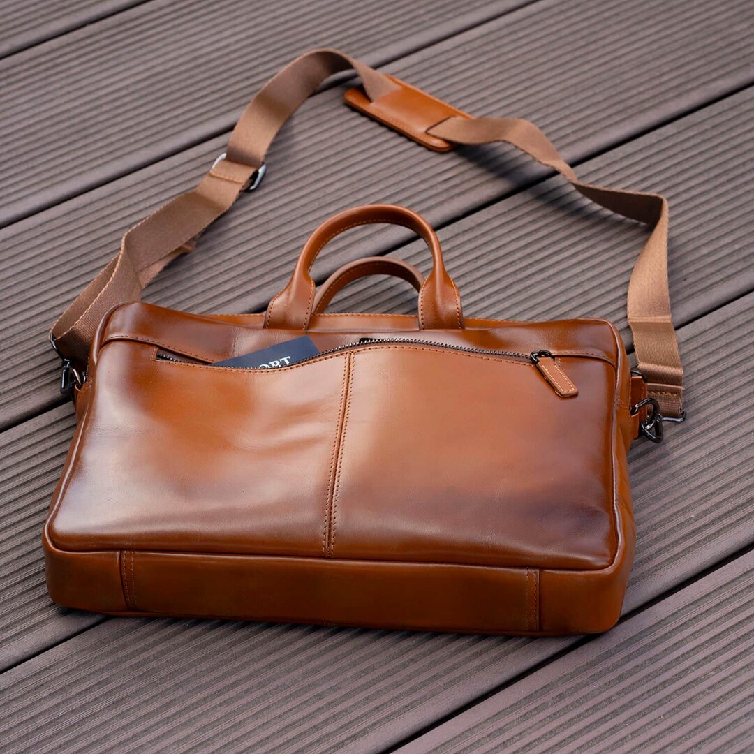 Leather Laptop Bag, Messenger Bag, Crossbody Office Bag, Engraved ...