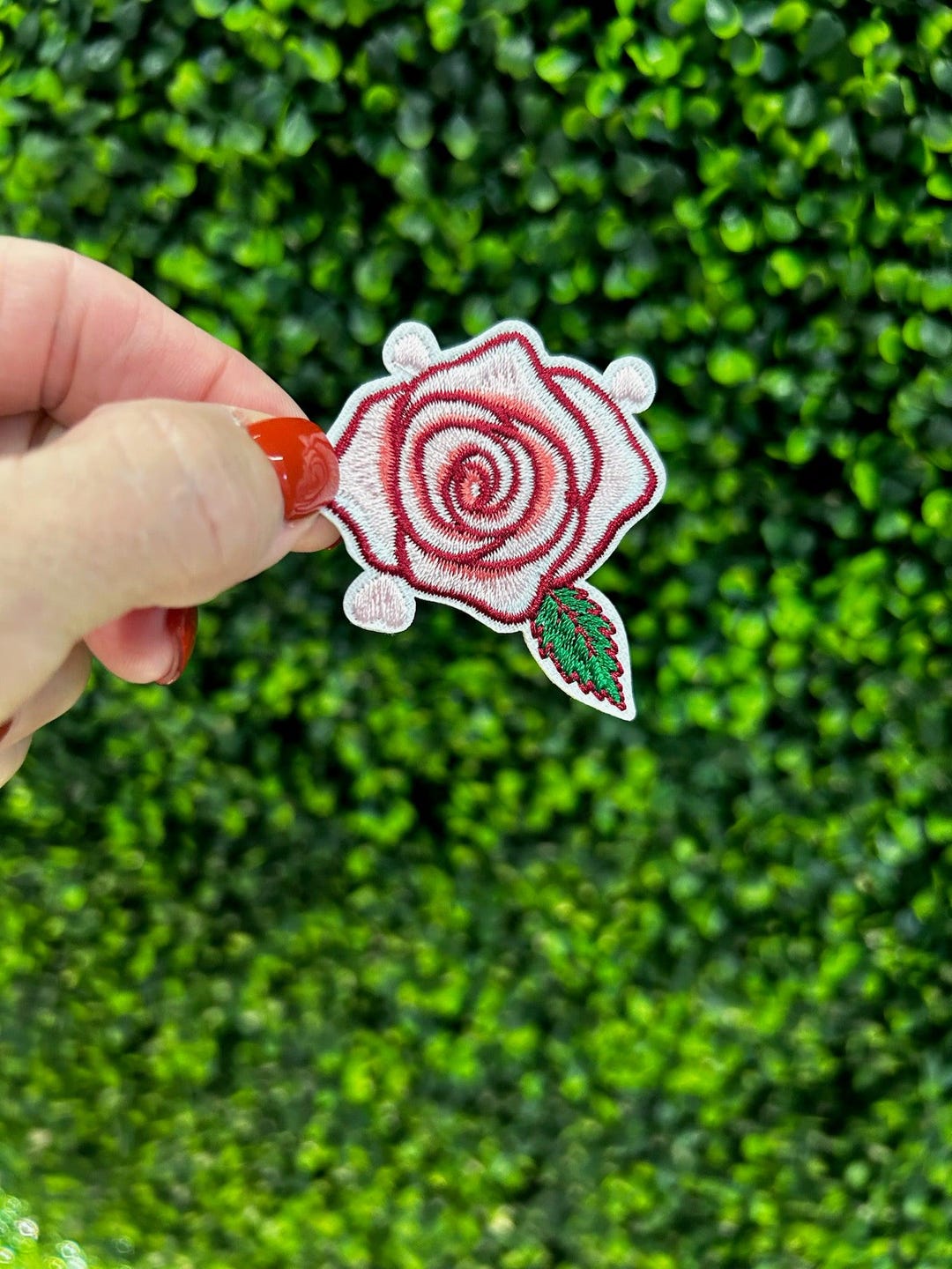 Red Rose Embroidered Patch - Etsy