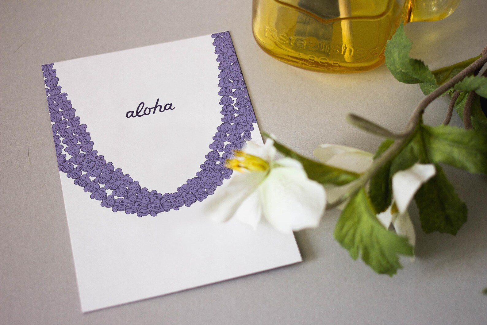 Printable Hawaiian Flower Lei Greeting Card – Instant Digital Download ...