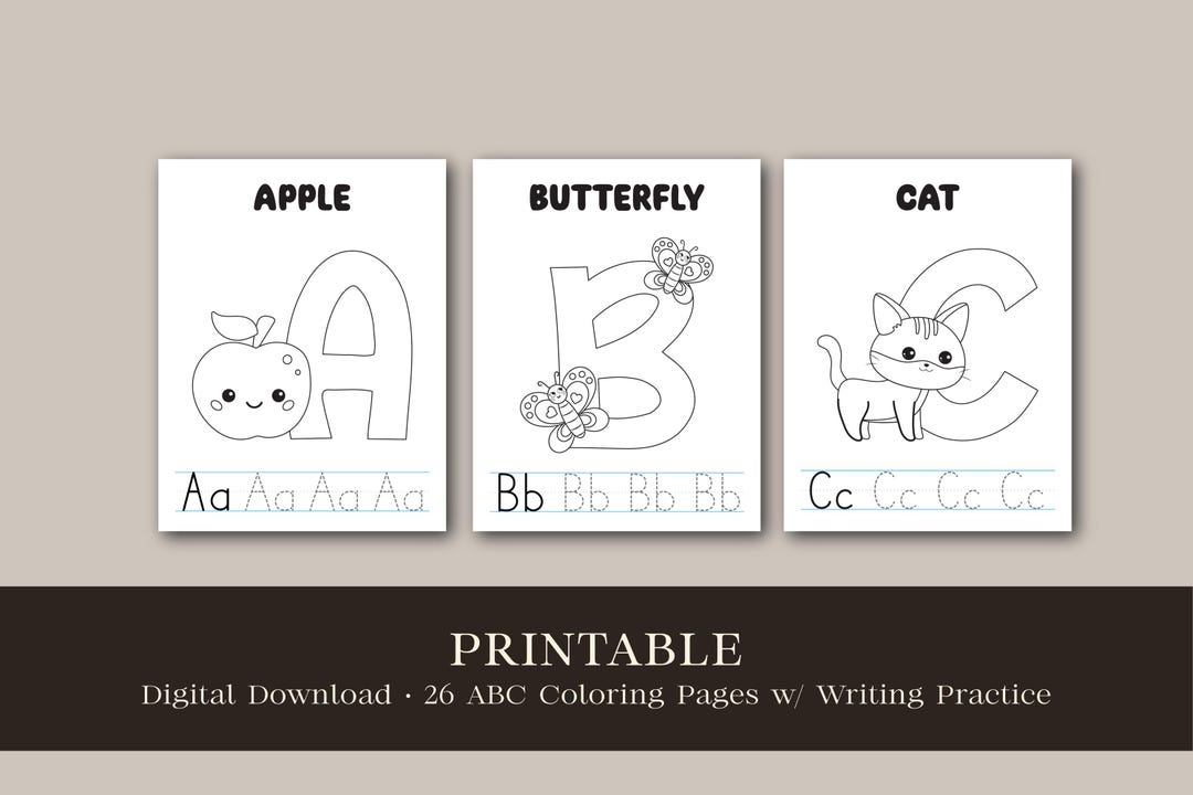 Printable ABC Coloring Book With Writing Practice for Kids - Etsy