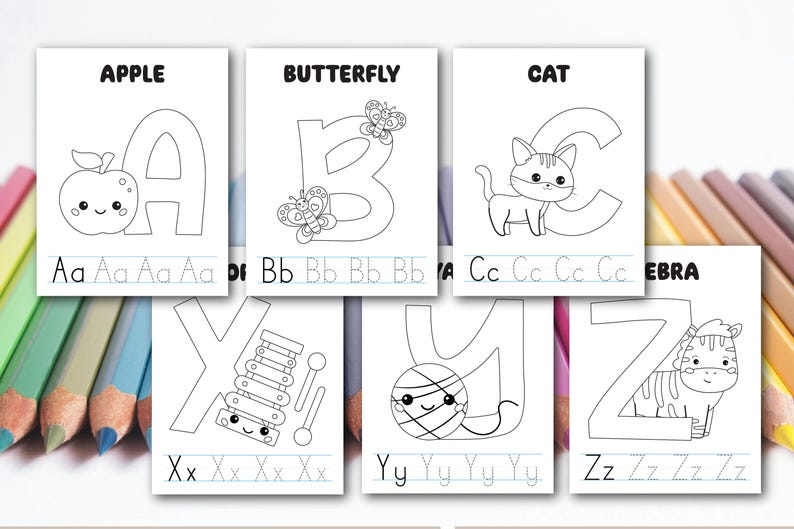 Printable ABC Coloring Book With Writing Practice for Kids - Etsy