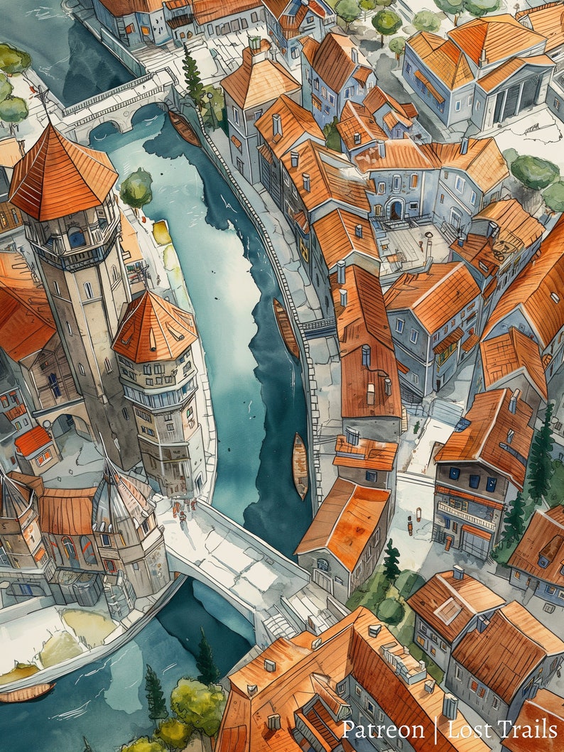 City Battlemaps, Town, Village, Dnd Maps, D&D, Pathfinder, Gridded Maps ...