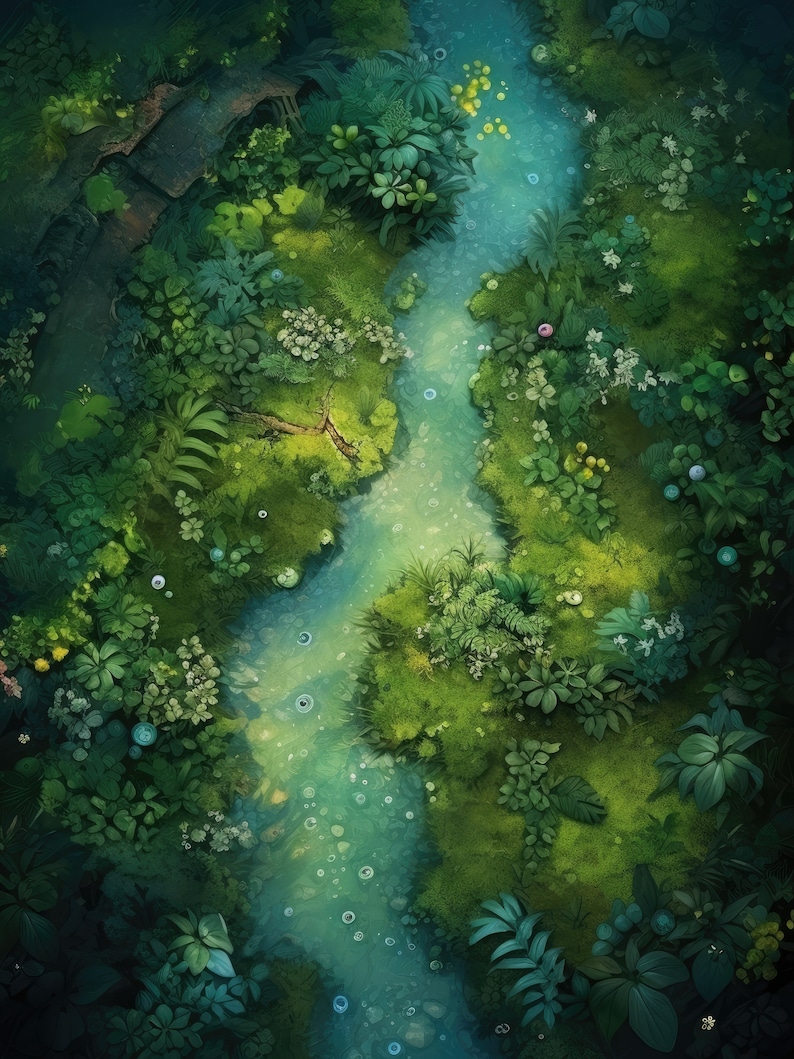 Jungle Battlemaps, Dnd Maps, Waterfall, River, Gridded Maps, D&D, Rpg Maps for Tabletop Games ...