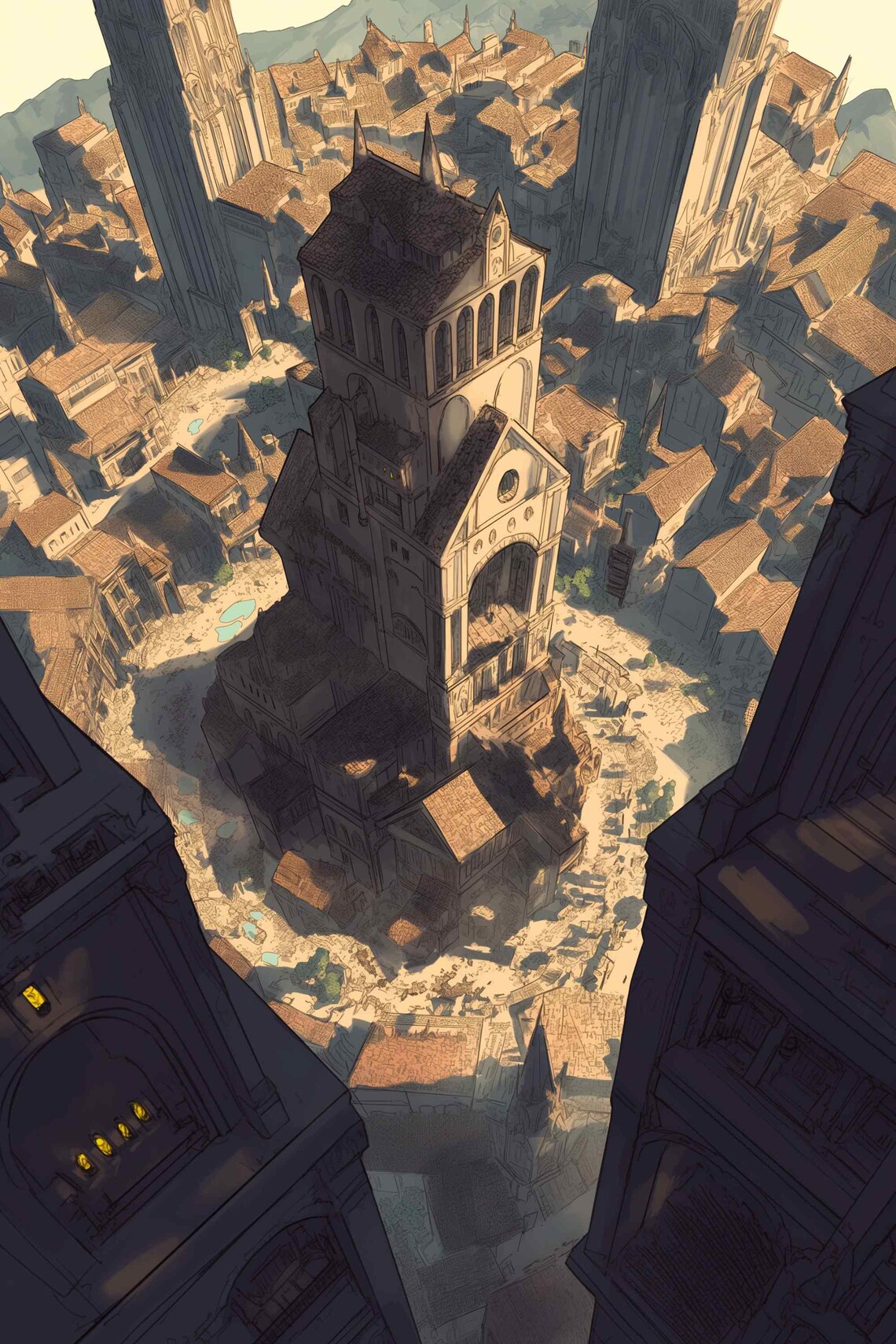 City Battlemaps, Gothic, City Map, Dnd Maps, D&D, Capital City, Gridded ...