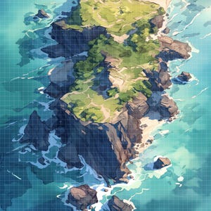 Beach Battlemaps, Island Map, Dnd Maps, D&D, Coastal, Sea, Gridded Maps ...