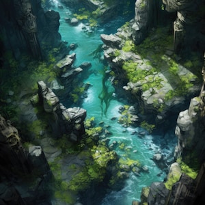 Jungle Battlemaps, Dnd Maps, Waterfall, River, Gridded Maps, D&D, Rpg ...