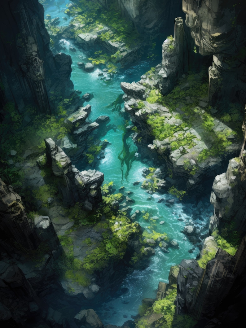 Jungle Battlemaps, Dnd Maps, Waterfall, River, Gridded Maps, D&D, Rpg ...