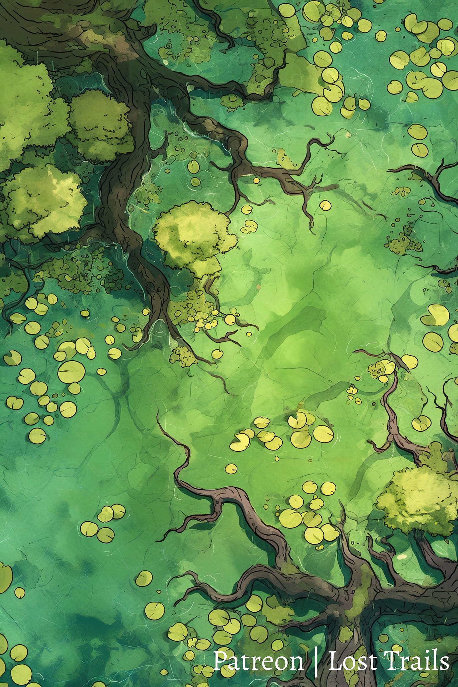 Swamp Battlemaps, Dnd Maps, Marsh, Moor, D&D, Ruin, Feywild, Gridded ...