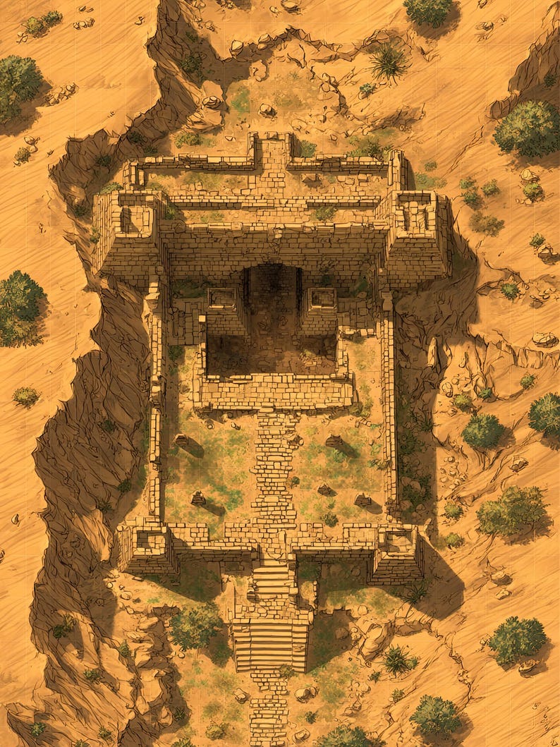 Pyramid Battlemaps, Desert, Dnd Maps, Ruins, D&D, Dungeon, Gridded Maps ...