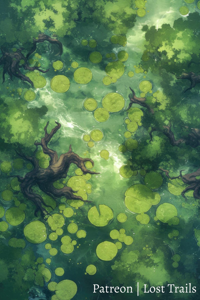 Swamp Battlemaps, Dnd Maps, Marsh, Moor, D&D, Ruin, Feywild, Gridded ...