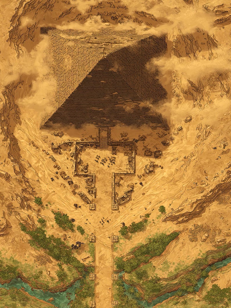 Pyramid Battlemaps, Desert, Dnd Maps, Ruins, D&D, Dungeon, Gridded Maps ...