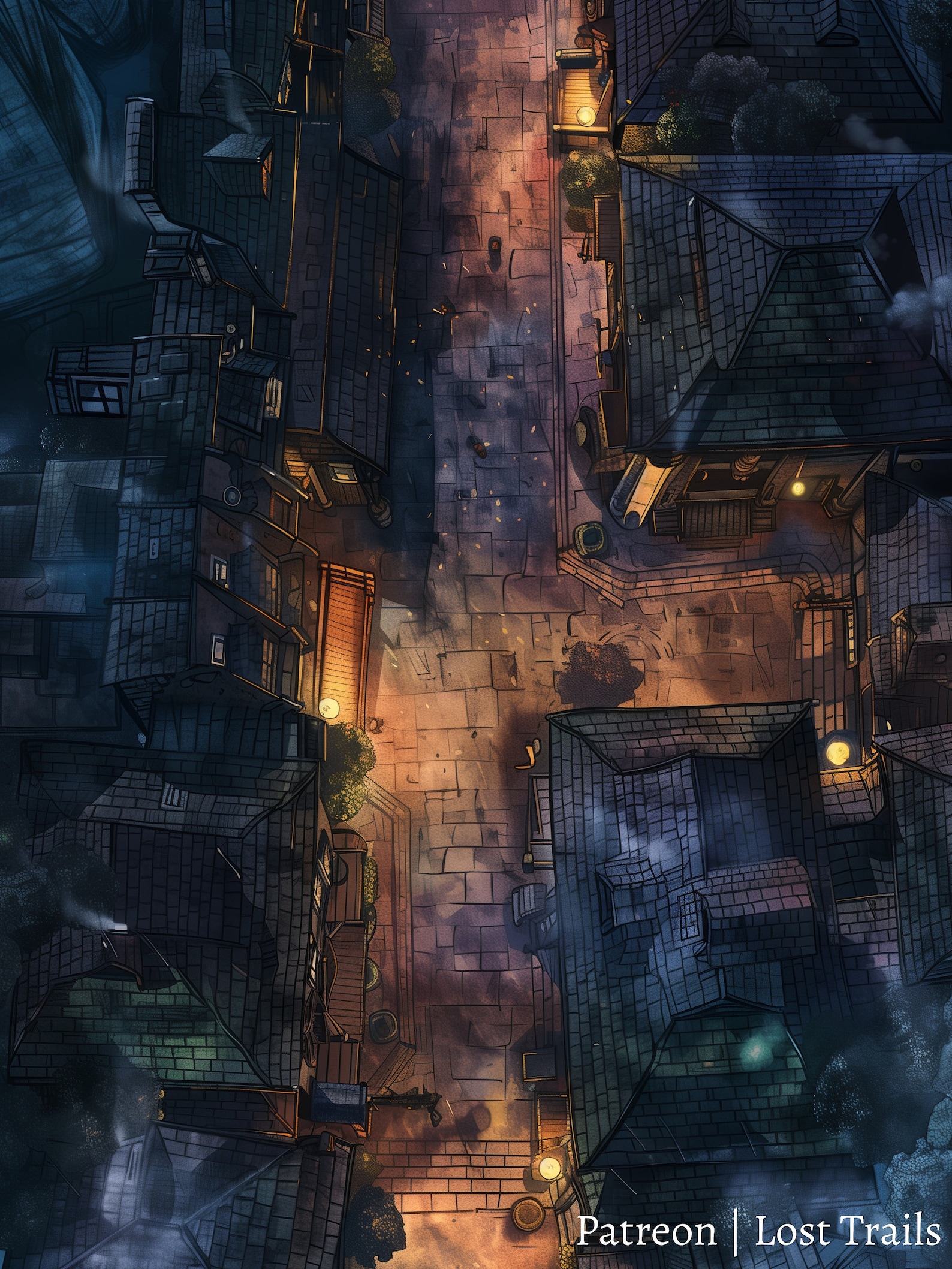 City Battlemaps, Town, Village, Dnd Maps, D&D, Pathfinder, Gridded Maps ...