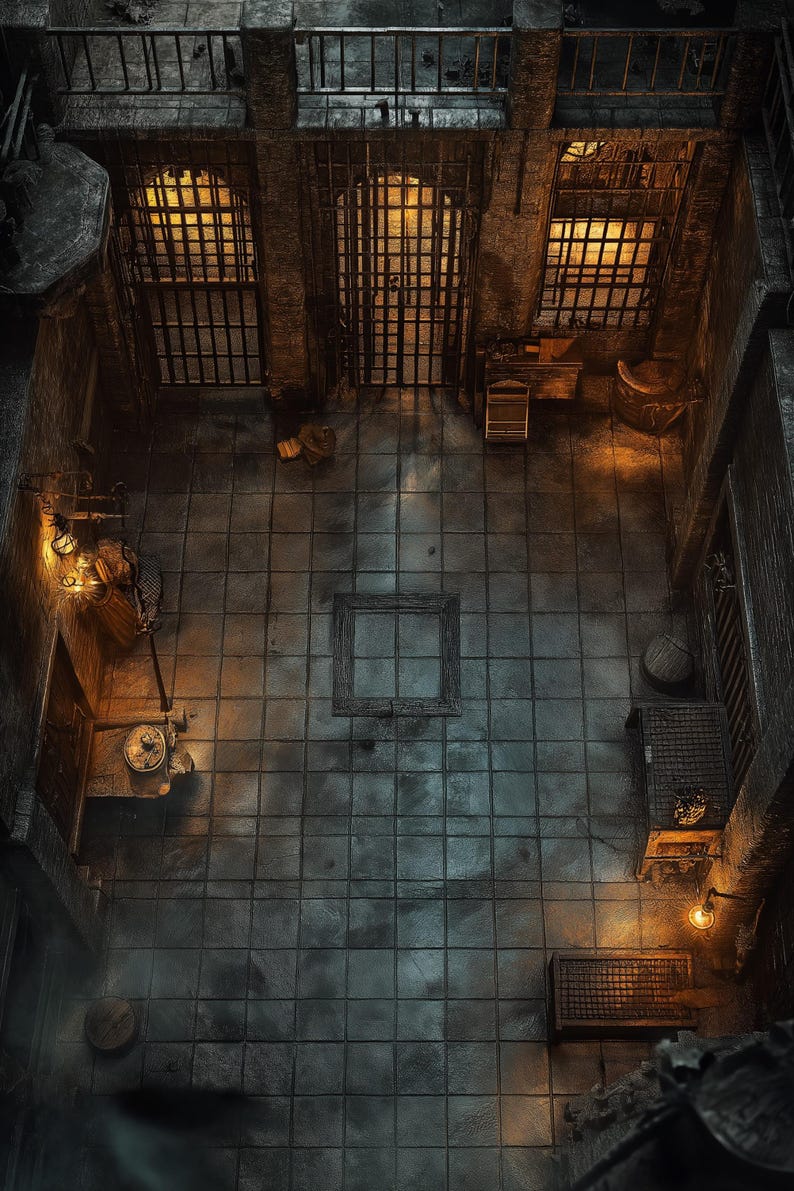 Jail Battlemaps, Dnd Maps, Prison, Dungeon, D&D, Pathfinder, Gridded ...
