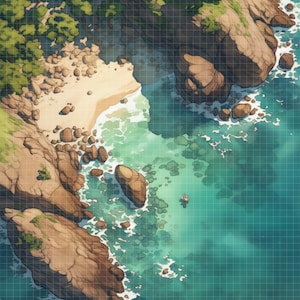 Beach Battlemaps, Island Map, Dnd Maps, D&D, Coastal, Sea, Gridded Maps ...