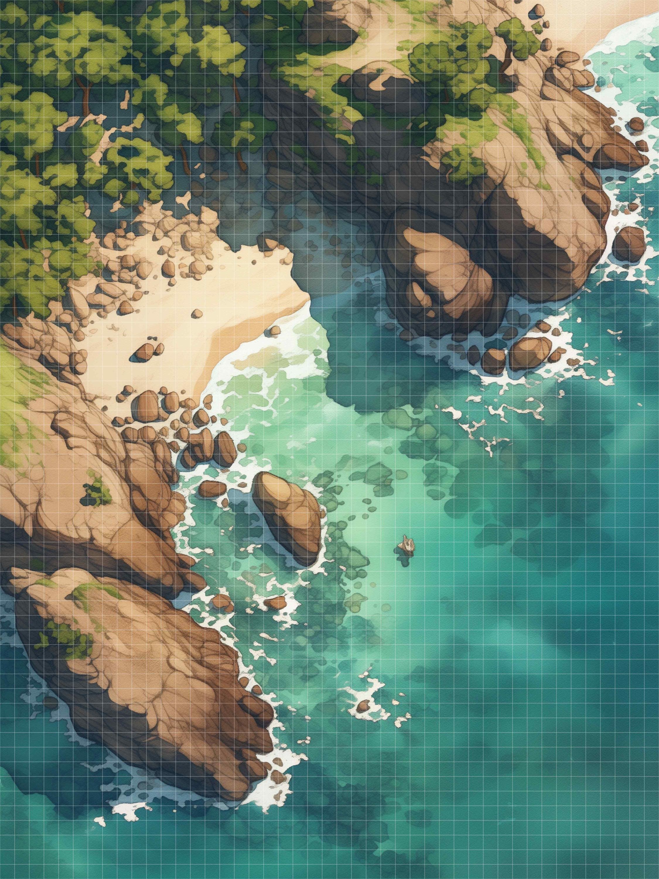 Beach Battlemaps, Island Map, Dnd Maps, D&D, Coastal, Sea, Gridded Maps ...