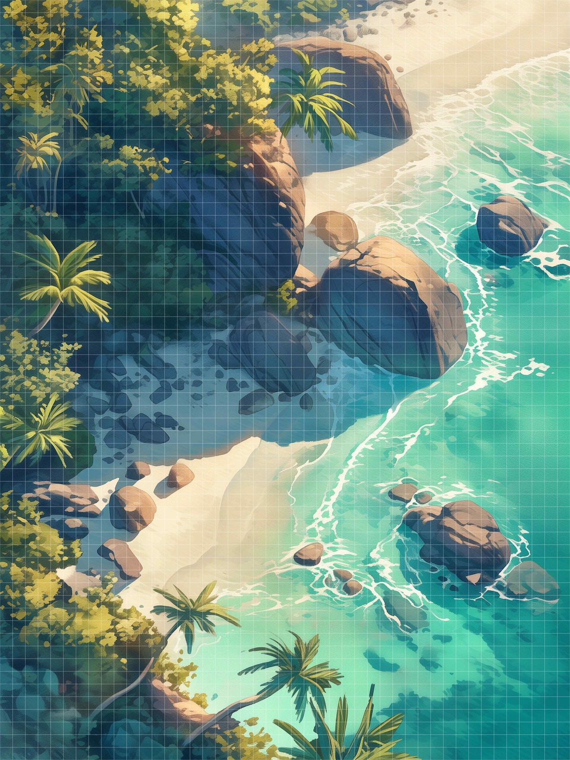 Beach Battlemaps, Island Map, Dnd Maps, D&D, Coastal, Sea, Gridded Maps ...